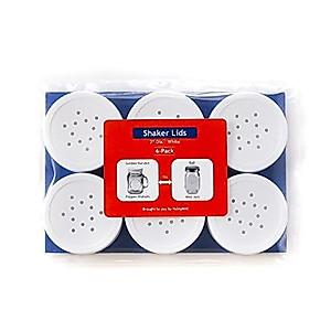 Plastic Lids with 12-Holes for Golden Harvest 4-Ounce Salt Pepper Shaker Mason Jars 48-400 2" Diameter (White; 6-Pack)