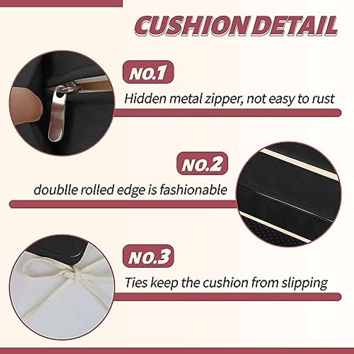 Parkerly Outdoor Patio Chair Cushion 20x20x4 Inch Waterproof Seat Cushions Indoor Double Piping Durable Comfortable Square Dining Chair Pads Black with Zipper Chair Pad-Set of 1