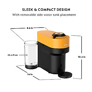 Nespresso Vertuo Pop+ by De'Longhi with Aeroccino, 1500 watts, Mango Yellow