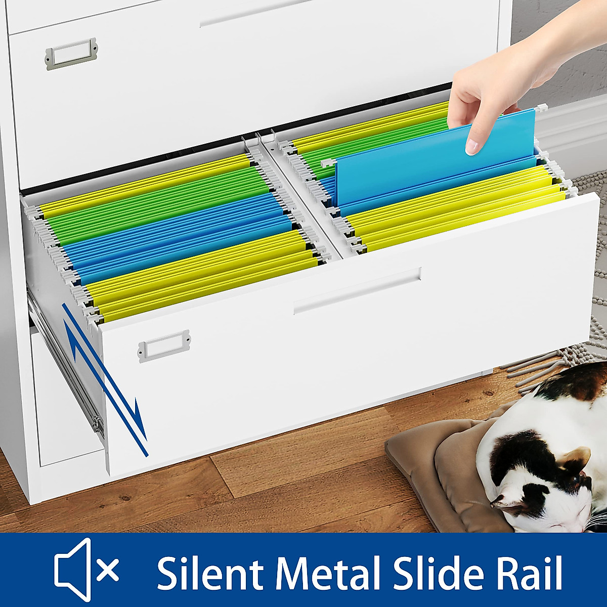 Fesbos Lateral File Cabinet with Lock, 2 Drawer Large Metal Filing Cabinet,Home Office Lockable Storage Cabinet for Hanging Files Letter/Legal/F4/A4 Size-Assembly Required