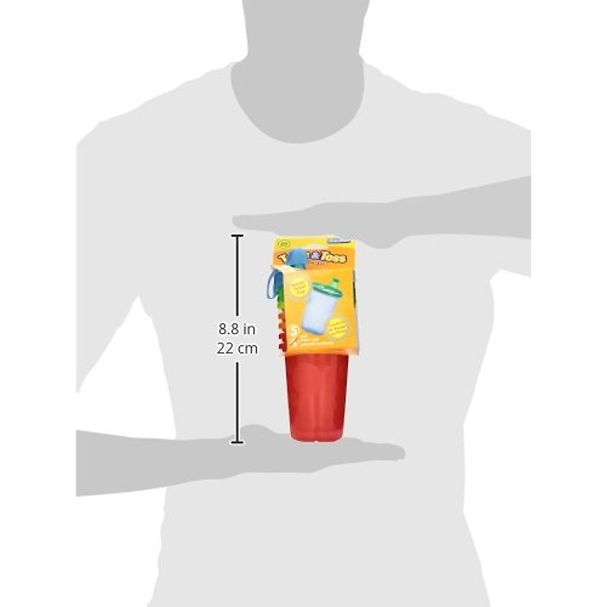 The First Years Take & Toss Spill Proof Sippy Cups - Reusable Toddler Cups - Rainbow - Kids Cups and Snap On Lids for Ages 9 Months and Up - 4 Count