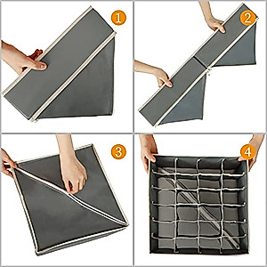 IGELIN MAGELI Drawer Underwear Organizer Dividers 5 Pack, Oxford Cloth Organizers and Storage Boxes for Lingerie, Bra, Socks, Underwear, Ties (Gray)