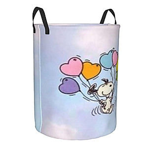 sn-oopy Storage Basket Circular Hamper with Handle Foldable Laundry Basket for Bedroom Bathroom Living RoomSmall