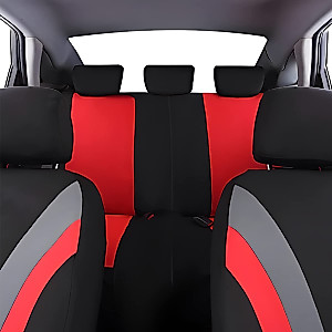 AUCELI Car Seat Covers Full Set, Breathable Front and Rear Seat Covers with 2mm Composite Sponge Inside, Premium Cloth Automotive Seat Cushion Protectors Covers for Most Cars