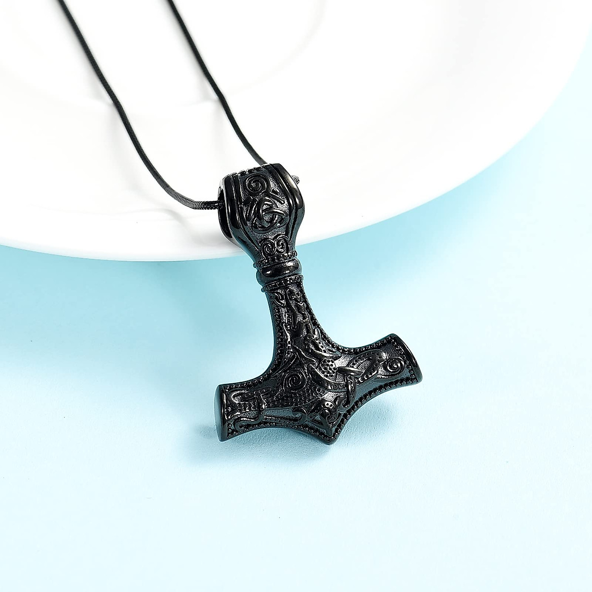 mingkejw 2pcs Thor Hammer Urn Necklace for Ashes Cremation Jewelry for Women Men Stainless Steel Viking Memorial Necklaces Ash Holder for Human Pets Keepsake Jewelry for Loved Ones with Fill Tool