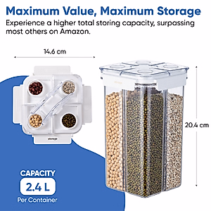 Chef's Path Customizable Airtight Pantry Storage Containers with Lids, 4 Adjustable Compartments - BPA-Free Kitchen Organizers and Storage for Cereal, Pasta, Grains, & More - 2-Pack, 2.4L Containers