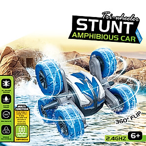 Threeking 1pc RC Stunt Car with Lights and 1pc Waterproof RC Stunt Car Toy for Boys/Girls Ages 6+