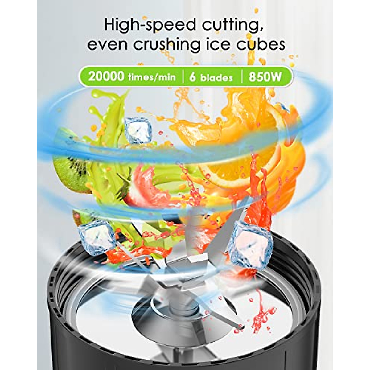 Blender for Shakes and Smoothies, 850 Watt 12 PCS Airpher Bullet Smoothie Blender for Personal with Milk Frother, 6-Edge Blade, Blade Grinder, 2 * 17 Oz & 10 Oz To-Go Cup, BPA Free