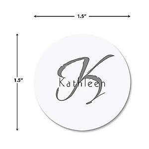 Current Personalized Initial & Name Inspirational Envelope Seals - Set of 144, 3 Color Choices (Gray, Brown, Purple), 1-1/2 Inch Round Stickers