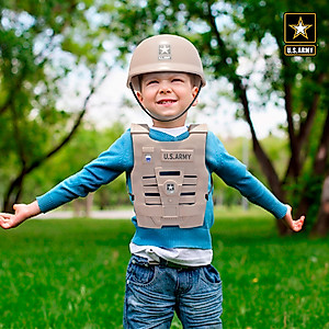 Lollipop United States Army Costume Accessories, Military Gear Toy Set - Combat Helmet, Tactical Vest, Binoculars & Radio Soldier Dress Up Prop