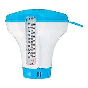 U.S. Pool Supply Spa, Hot Tub, Small Pool, 4-1/2" Diameter Floating Chlorine & Bromine Chemical Dispenser with 120° F Thermometer, Holds 1" or 1-1/2" Tablets - Adjustable Chemical Delivery