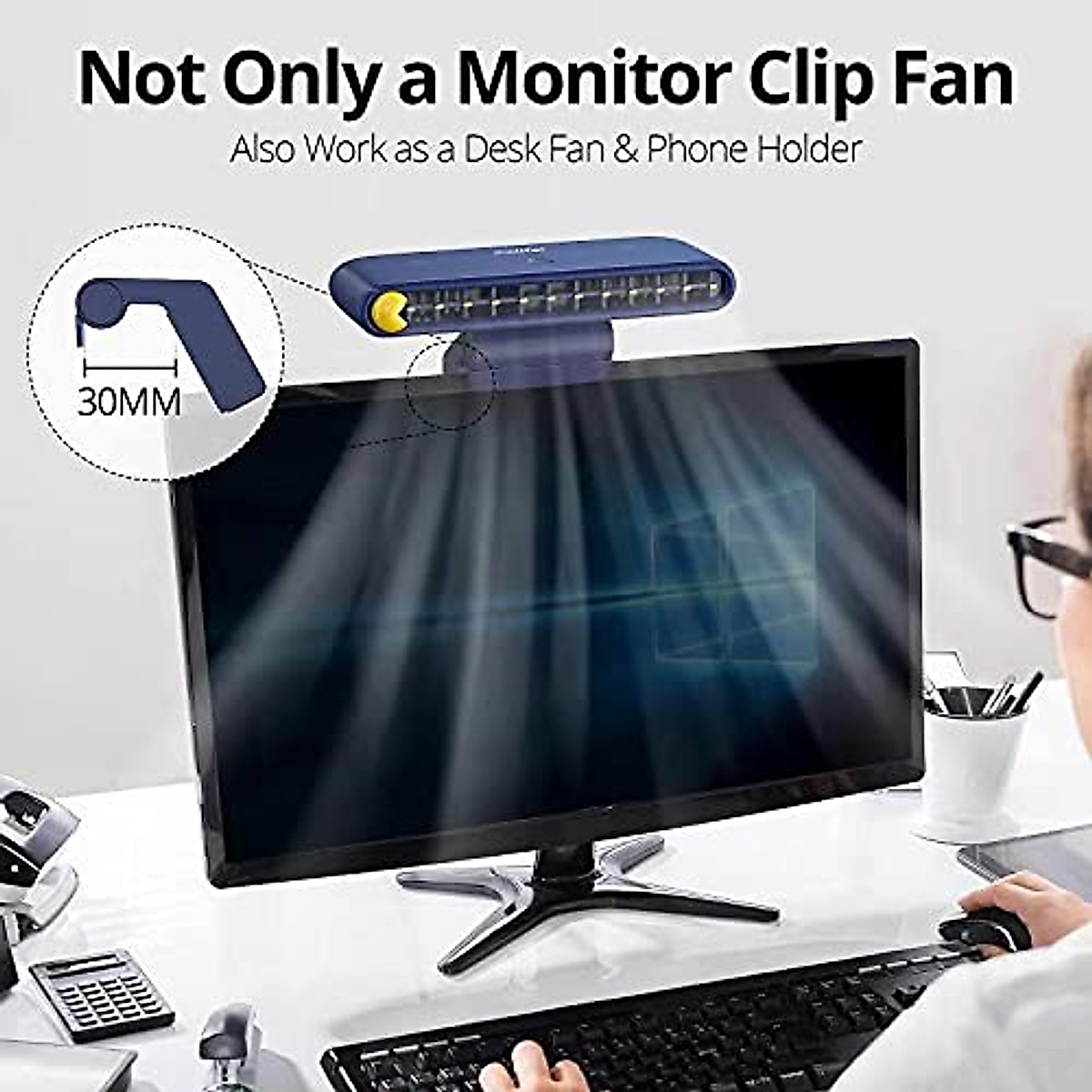 PALIFEL Portable Mini Desk Fan, Touch Control Table Fan, Quiet Cool & Air Circulating Monitor Clip on Fan for Office, 2400mAh Rechargeable Battery Operated Personal USB Small Fans for Home & Outdoor