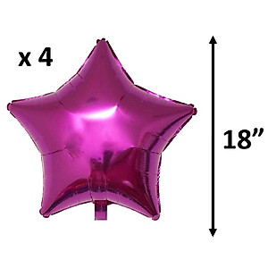 Vision Pink Rose Gold Stars 18" Helium Foil Star Balloons 12 Pcs Metallic Appearance Set | Fuchsia Pink Rose Gold Light Pink Balloons | Party Decorations for Baby Shower and Weddings