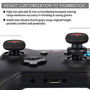 Playrealm FPS Thumbstick Extender & Printing Rubber Silicone Grip Cover 2 Sets for Xbox Series X/S & Xbox One Controller(Demon Circle)