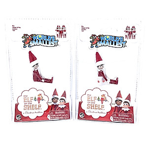Worlds Smallest World's Smallest Elf on The Shelf Bundle Set of 2 Boy and Girl Light Tone - 4 Inches Tall!