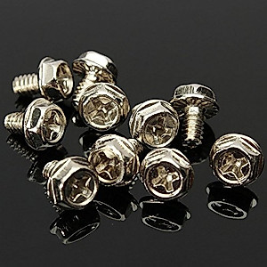KINWAT 10Pcs 6.5mm 6-32-M3 Computer Golden Motherboard Riser+Silver Screws + Red Washers
