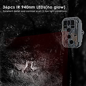 maswater Trail Camera, 24MP 1296P Game Camera with Night Vision Motion Activated IP66 Waterproof 0.1 Trigger Time 120° Wide Angle Range 90ft Sensing Distance for Outdoor Wildlife Scouting and Hunting
