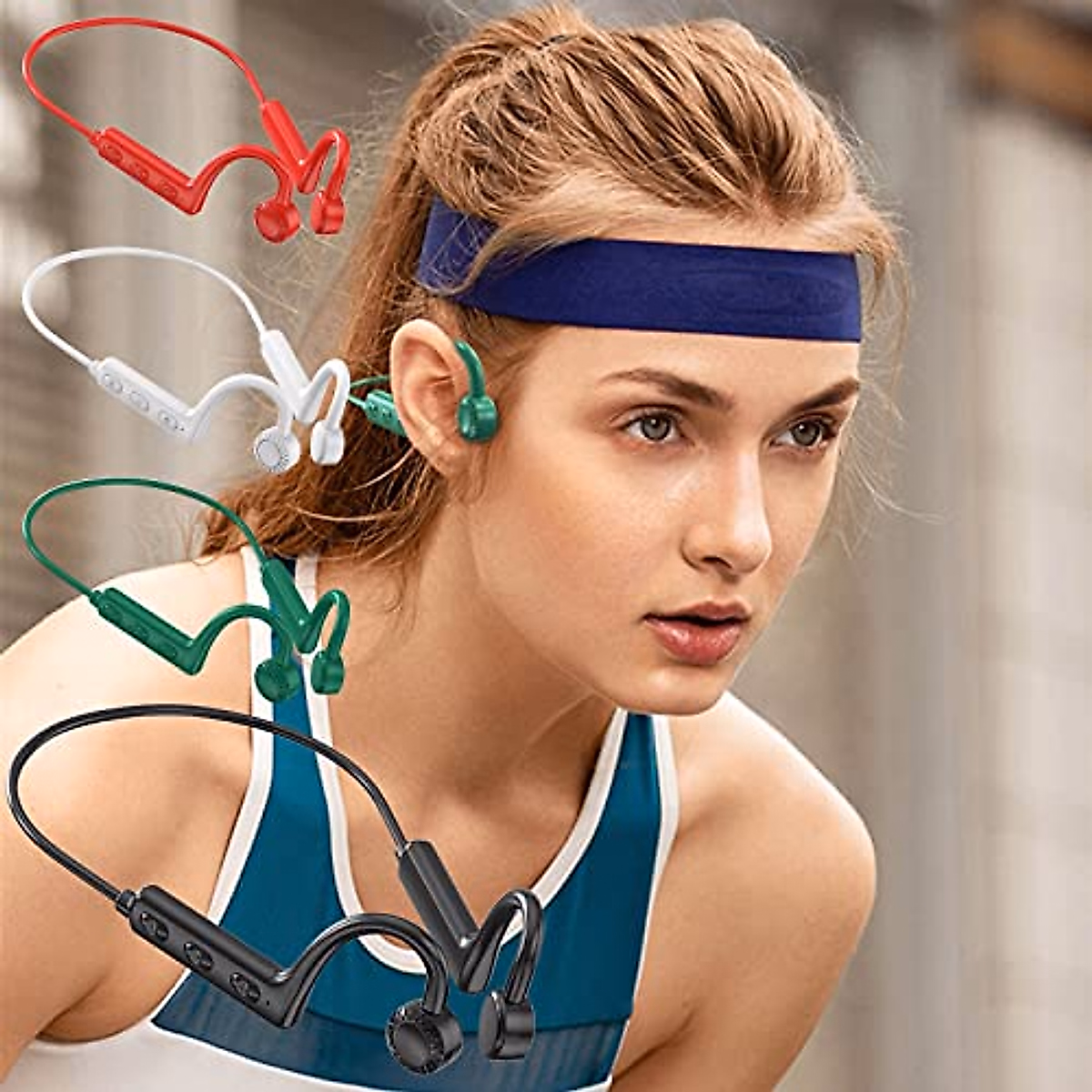 2023 Bone Conduction Headphones Bluetooth 5.1 Wireless with Microphone, Waterproof Swimming Sports Noise Cancelling Earbuds Open Ear Earphones