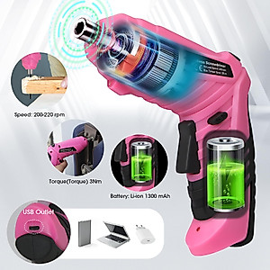 Electric Cordless Screwdriver,MQUPIN 47-in-1 Drill Driver Screwdriver Set,3.6V Battery Power Rechargeable Screwdriver kit,Rotatable Dual Position Handle with LED Light Charger for Home Office Work