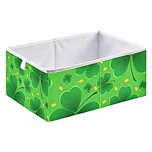 St Patrick Sharmrock Storage Basket Storage Bin Rectangular Collapsible Storage Containers Large Toy Box Organizer for Closet Shelf Car