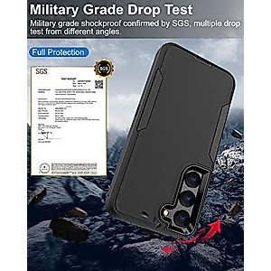 Dahkoiz for Samsung Galaxy S23 Case, with Dust-Proof Port Cover, Full Body Protection Rubber Cover Phone Case for Samsung Galaxy S23 5G 6.1-Inch, Black/Black