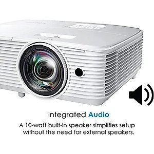 Optoma GT1080HDRx Short Throw Gaming Projector | Enhanced Gaming Mode for 1080p 120Hz Gameplay at 8.4ms | 1080p and HDR support with 4K UHD input | Bright 3,800 Lumens for Day and Night Gaming | White