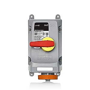 Leviton 430MF12WLEV 30 Amp, 125/250 Volt, 3P, 4W, LEV Series N.A. IEC 60309-1 & 60309-2 Pin & Sleeve Mechanical Interlock, Industrial Grade, IP66/IP67/IP68/IP69K, Watertight, Fused - Orange