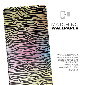 DesignSkinz Rainbow Colored Vector Black Zebra Print Protective Vinyl Decal Wrap Skin Cover Compatible with The Samsung Galaxy S20 (Screen Trim & Back Glass Skin)