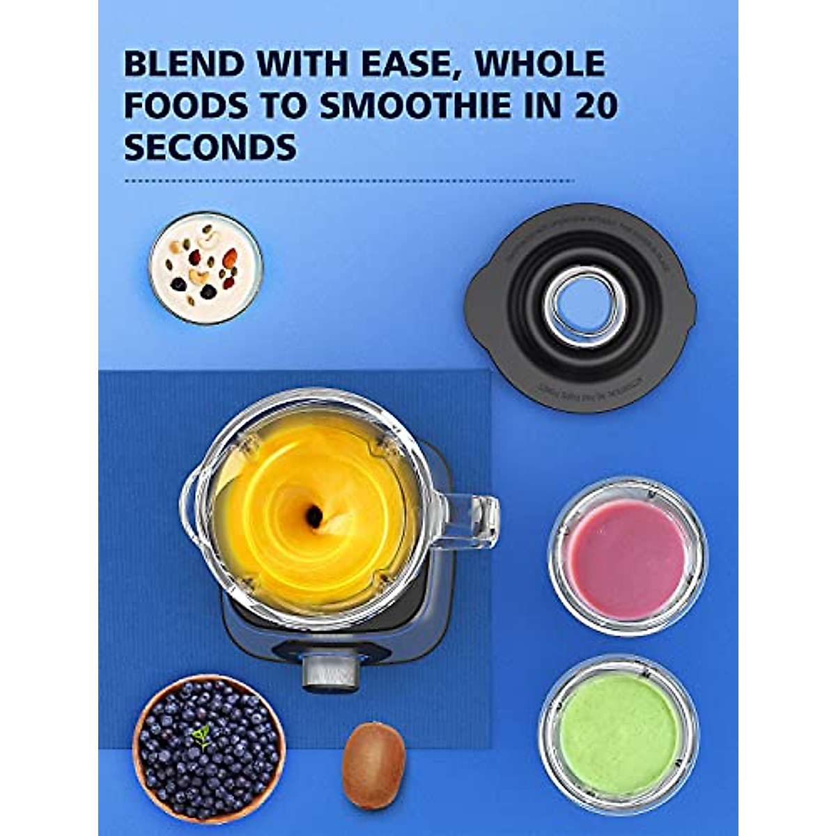 ACOQOOS Blenders for Kitchen, Smoothie Blender with 50oz Glass Jar And 2 Travel Bottles, Blender for Shakes and Smoothies For Crushing Ice, Frozen Fruits, BPA Free