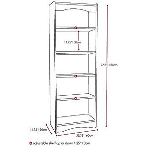 Sonax Hawthorn 72-Inch Tall Bookcase, Frost White