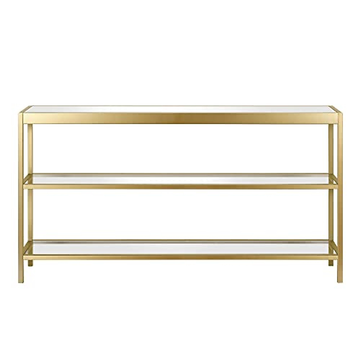 Henn&Hart 55" Wide Rectangular Console Table in Brass, Entryway Table, Accent Table for Living Room, Hallway