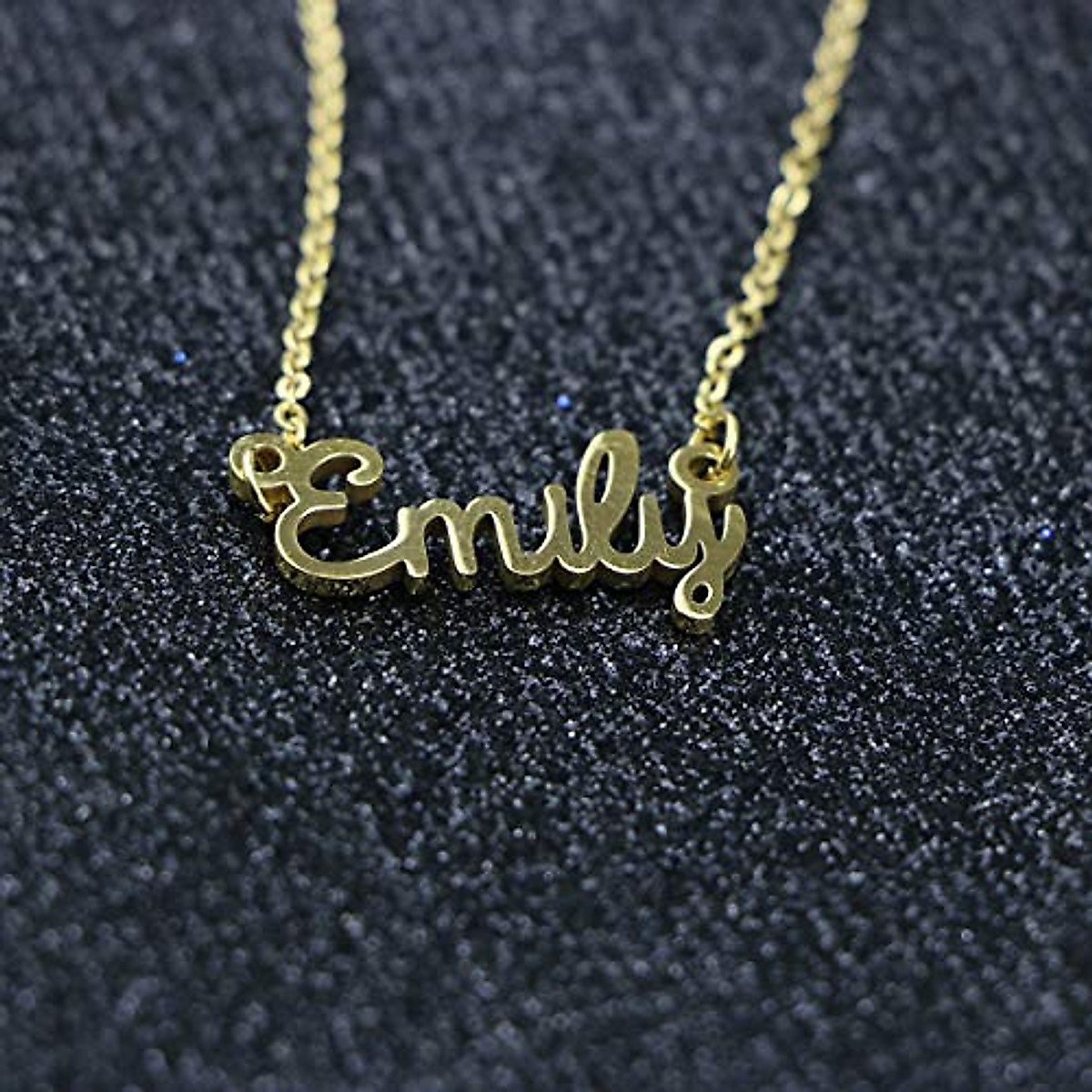 Awegift Name Necklace Big Initial Gold Plated Best Friend Jewelry Women Gift for Her Emily