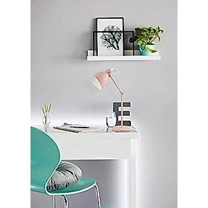 EGLO 204085A Priddy 17 inch Desk Lamp Plug-in Lighting for Living Room, Bedroom, Dorm, and Office, Pastel Apricot Pink