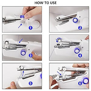 VAKS Handheld Sewing Machine, Mini Portable Electric Sewing Machine for Quick Stitching, Clothes, Fabrics and DIY Handicrafts, Easy to use (White)