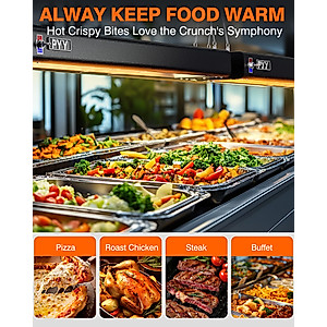 PYY 35 Inch Food Heat Lamp Aluminum Infrared Strip Heater Overhead Food Warmer Light Electric Commercial Grade for Restaurant Buffet Catering Kitchen 750W