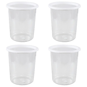 Julyeen 4 Packs Round Plastic Trash Can, 2.5 Gallon Clear Wastebasket Basket Bin for Bathroom, Bedroom, Kitchen