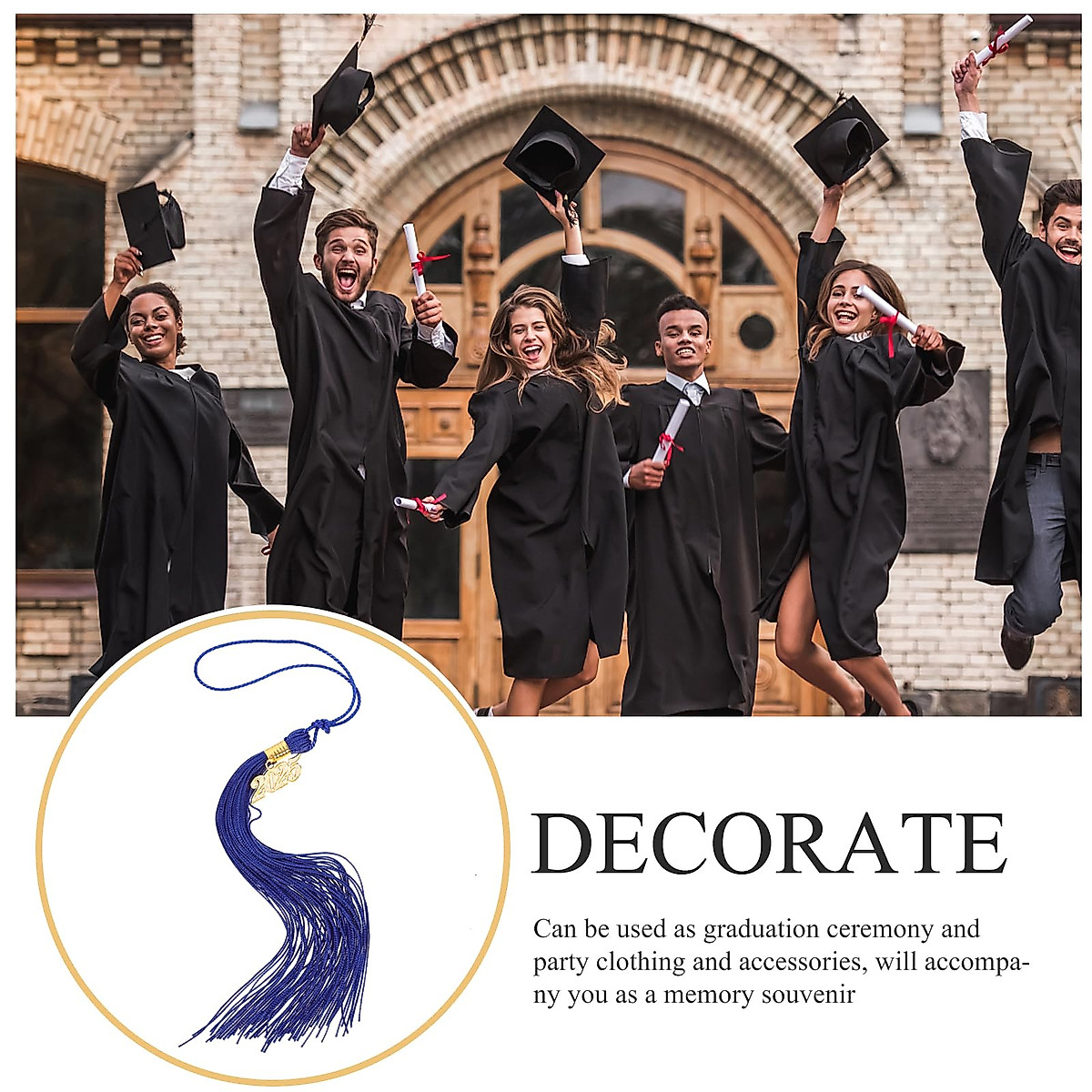 24 Pcs Graduation Cap Tassels Graduation Pendants 2025 Year Charms Graduation Hat Tassel Decor Hat Academic Graduation Cap Tassels Alloy Blue