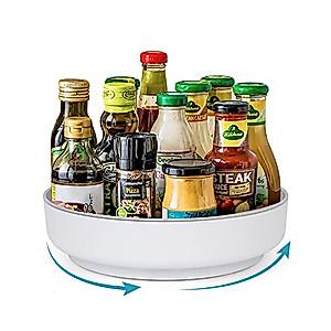 FYY Lazy Susan Organizer, 10.4 inch Turntable Cabinet Organizer Rotating Spice Rack Kitchen Storage Cosmetic Makeup Organizers for Cabinet Kitchen Pantry Refrigerator Countertop Organization White