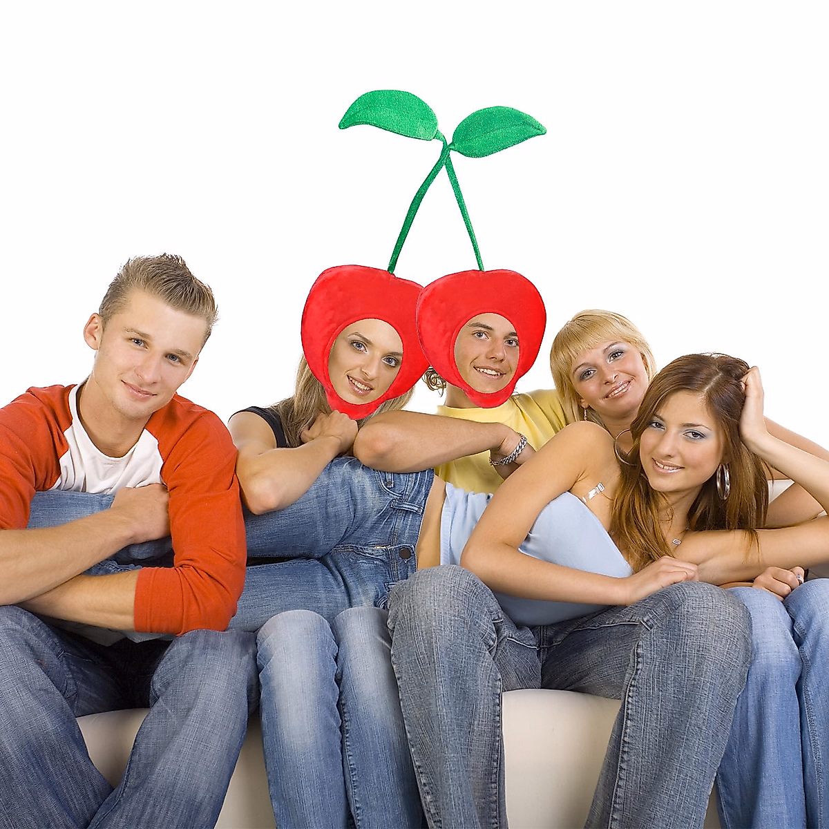 Warmtree Funny Cherry Hat Cute Hat Novelty Plush Hat Cherry Party Hat Dress Up Hat for Halloween Costume Cosplay Party, Pack of 2