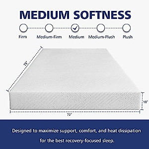 10 Inch RV Mattress Short King - Cool Gel Memory Foam Mattress Comfort Supportive Medium Camper Mattress in a Box with Breathable Cover, Made in USA, CertiPUR-US Certified for RVs, Campers & Trailers