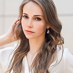 YL Hummingbird Earrings Sterling Silver Celtic Moon Flowers Dangle Drop Earrings Created Pink Tourmaline Leverback Jewelry for Women