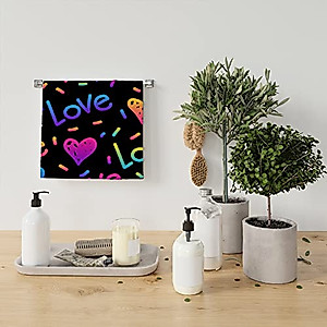 My Little Nest Hand Towels for Bathroom Abstract Rainbow Hearts Love Absorbent Small Bath Towel Soft Kitchen Towels Fingertip Towel for Guest and Bar 30 x 15 inch