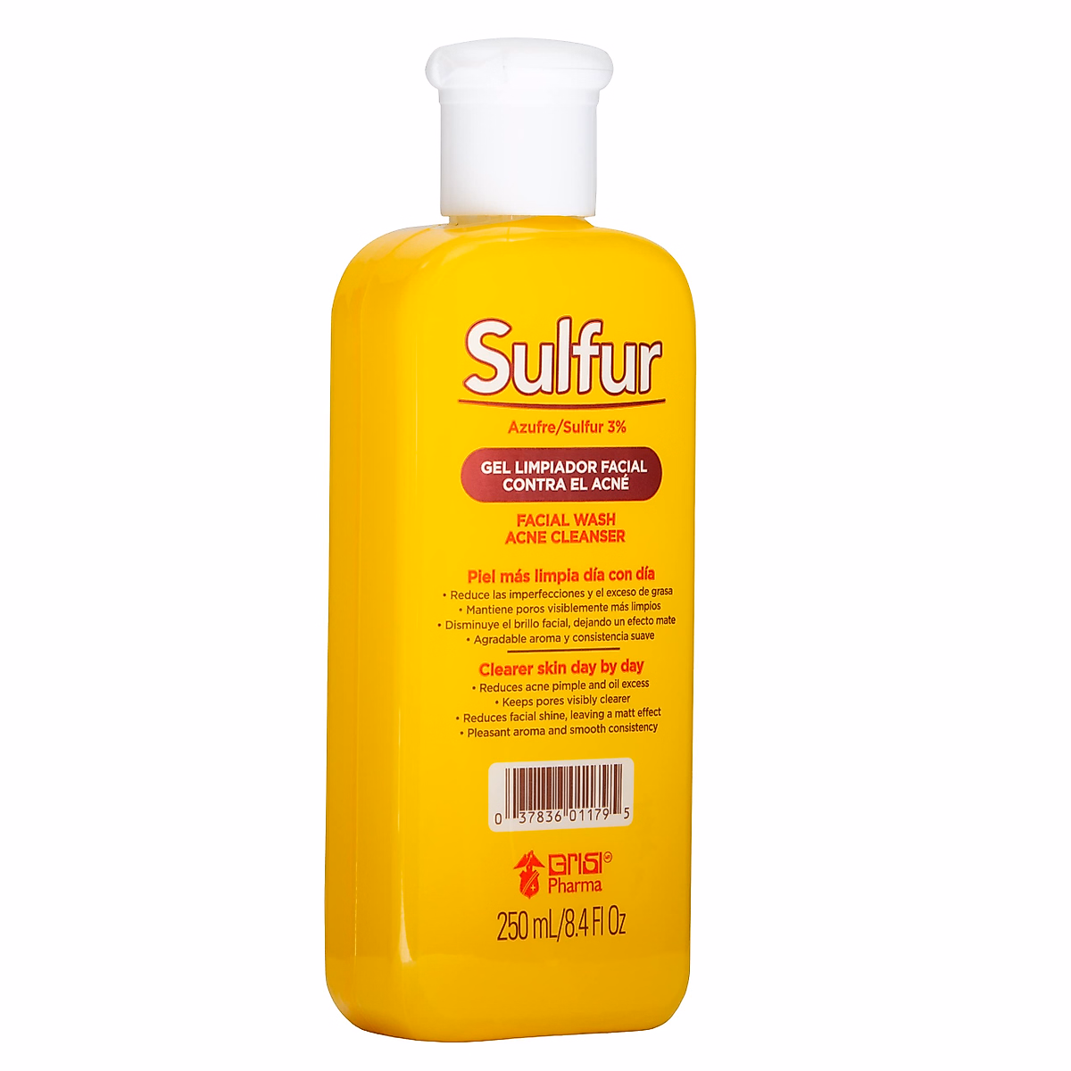Sulfur Grisi, Facial Wash and Cleanser, Reduces Oil Excess Pimples. 8.4 Fl Oz, Bottle