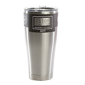 Seriously Ice Cold SIC 30oz Insulated Travel Tumbler Mug, Premium Double Wall Stainless Steel, Leak Proof BPA Free Lid (Stainless Steel)