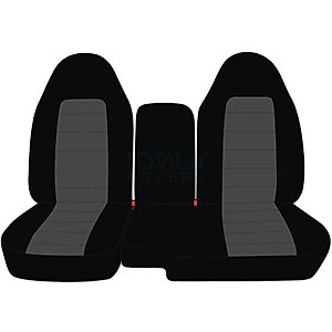 Totally Covers compatible with 1998-2003 Ford Ranger/Mazda B-Series Two-Tone Truck Seat Covers (60/40 Split Bench) w Center Console/Armrest Cover: Black and Charcoal w/wo Cup Holders