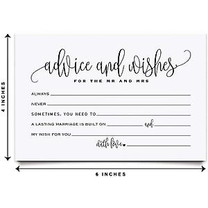 Confetti Advice and Wishes for The Mr and Mrs (50 Cards) Marriage Advice Cards, Wedding, Bride, Groom, Bridal Shower, Fill in The Blank, Minimalist