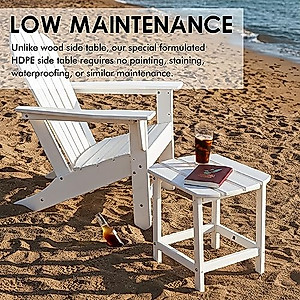 DAILYLIFE Side Table, Plastic Outdoor Adirondack End Table, Patio Coffee Table, Weather Resistant, Pool Composite Outdoor Tables for Patio Deck Garden, Backyard & Lawn Furniture