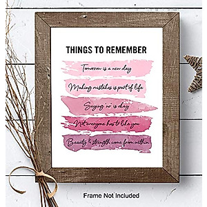 Positive Inspirational Quotes Wall Decor - Uplifting Encouragement Gifts for Women, Girls, Teens, Daughter, BFF, Best Friend - Pink Motivational Wall Art Poster for Home Office, Bedroom, Bathroom