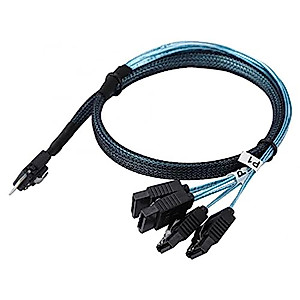 chenyang CY Slim Line SAS 4.0 SFF-8654 4i 38 Pin Host to 4 SATA 7 Pin Target Hard Disk Fanout Raid Cable 50cm