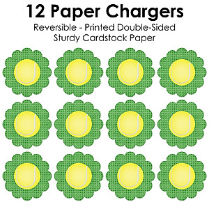 Big Dot of Happiness You Got Served - Tennis - Baby Shower or Tennis Ball Birthday Party Round Table Decorations - Paper Chargers - Place Setting for 12